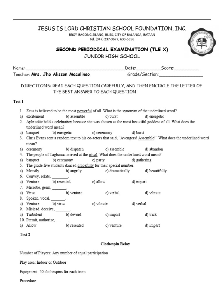 Grade 5 Periodical Test | PDF | Shoe
