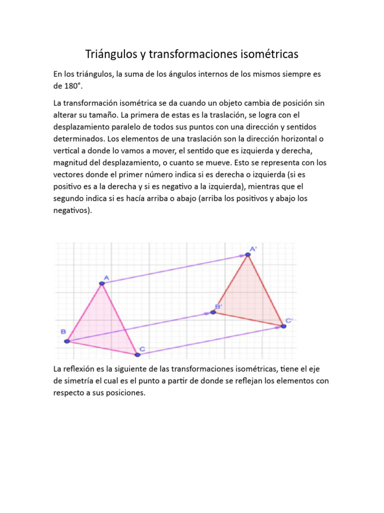 Triángulos y Transformaciones Isométricas ENP 2 | PDF | Triángulo | Rotación