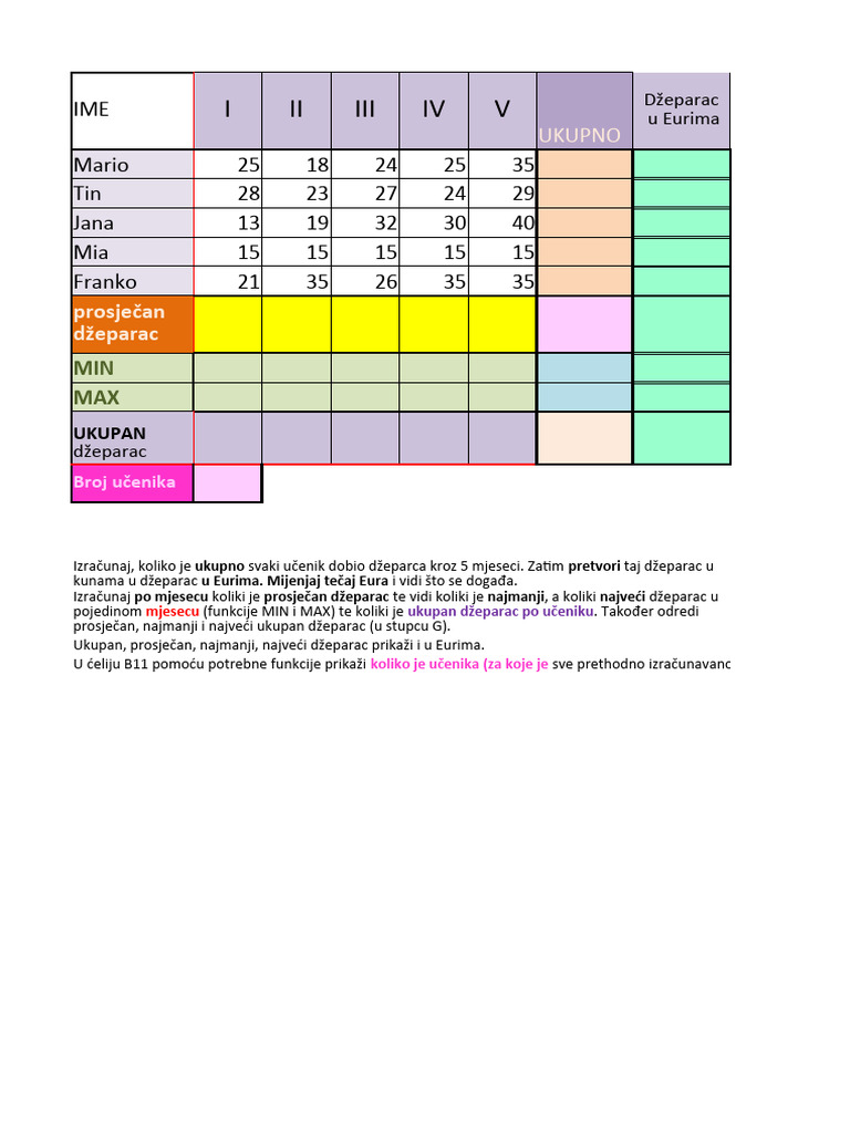 7.r.-ZADACI Za Vjezbu I Ponavljanje | PDF