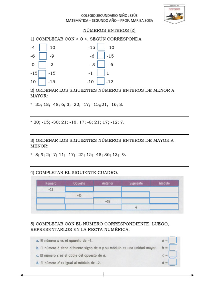 Números Enteros Descargar Gratis Pdf Matemática Elemental