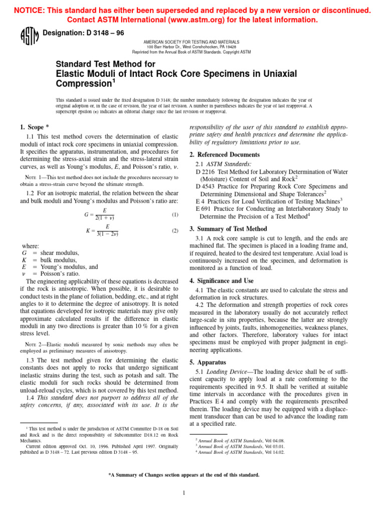 Astm D 3148 - 96 | PDF | Young's Modulus | Deformation (Engineering)