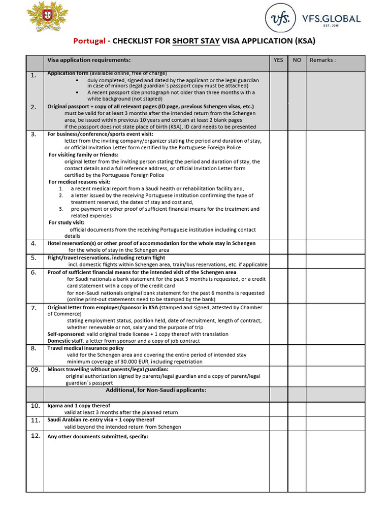 Checklist Short Stay Visa Ksa Apr 2022 | PDF | Travel Visa | Passport