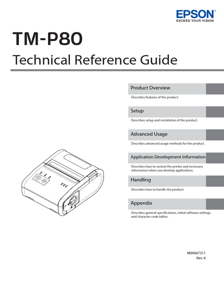 TM-P80_trg_en_revK | PDF | Printer (Computing) | Bluetooth