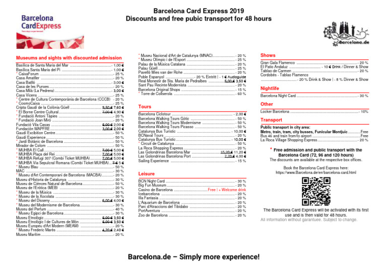 Barcelona Card Express 2019 | PDF