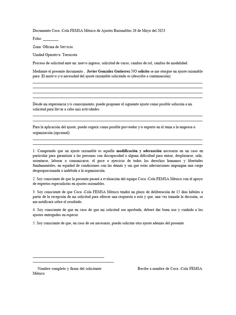 Documento Ajustes Razonables Propimex | PDF | Crecimiento personal y ...