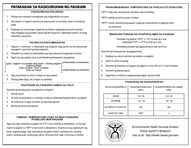 Food Safety Card Tagalog Rev 2.8.2022 | PDF