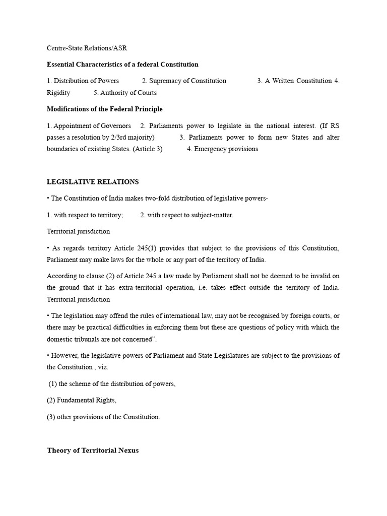 Centre State Relations | PDF | Treaty | Taxes