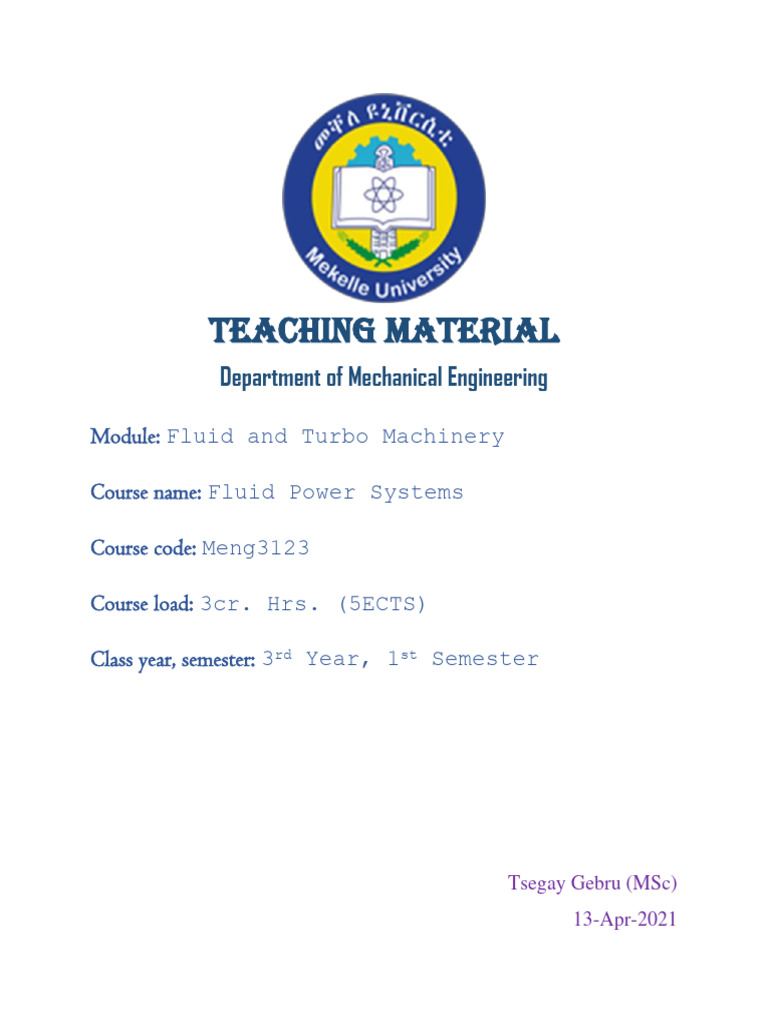 Fluid Power System 13 Apr 21p | PDF | Pump | Engines