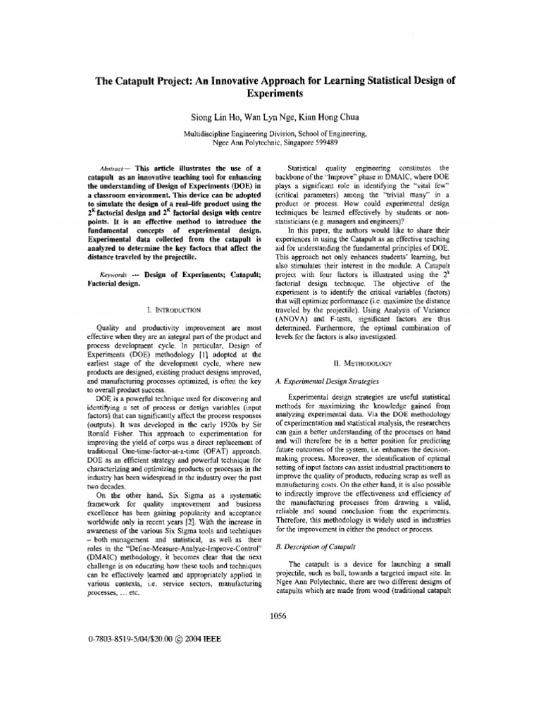 The Catapult Project An Innovative Approach For Learning Statist | PDF | Analysis Of Variance ...