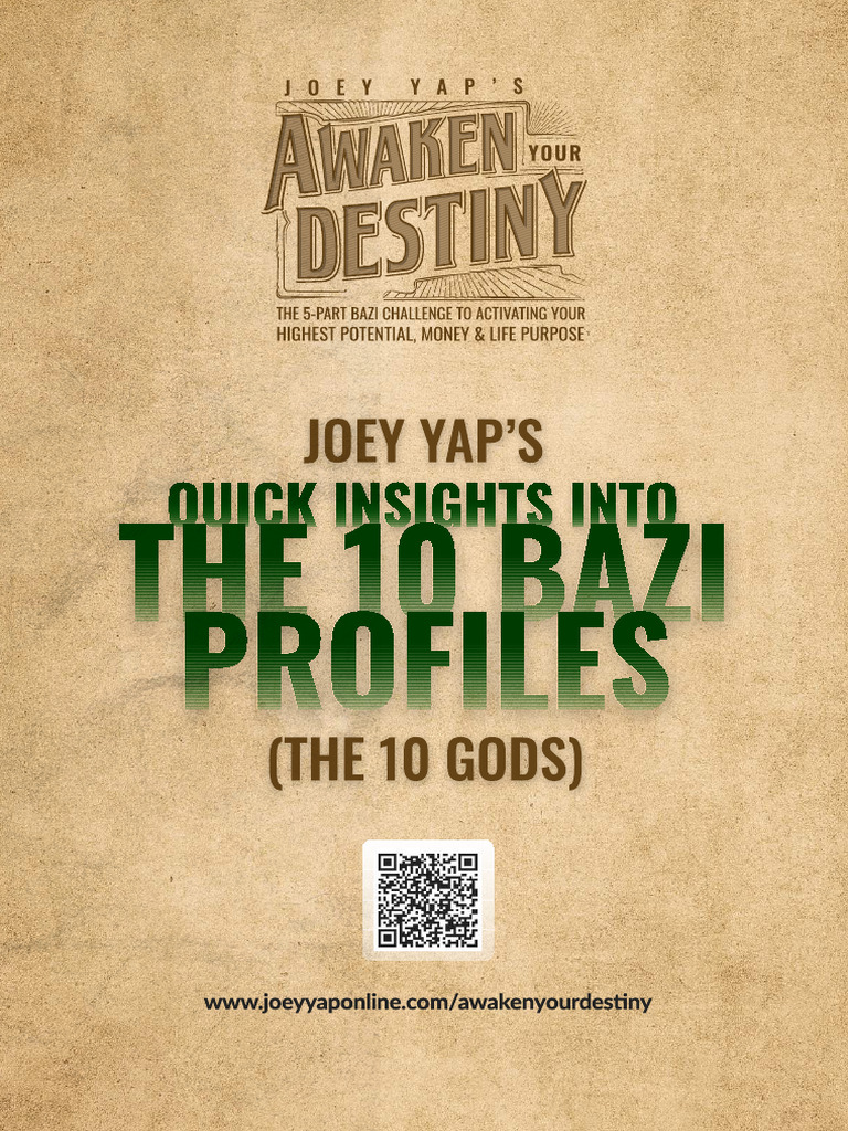 Joey Yap's Quick Insights Into The 10 BaZi Profile (The 10 Gods) | PDF ...