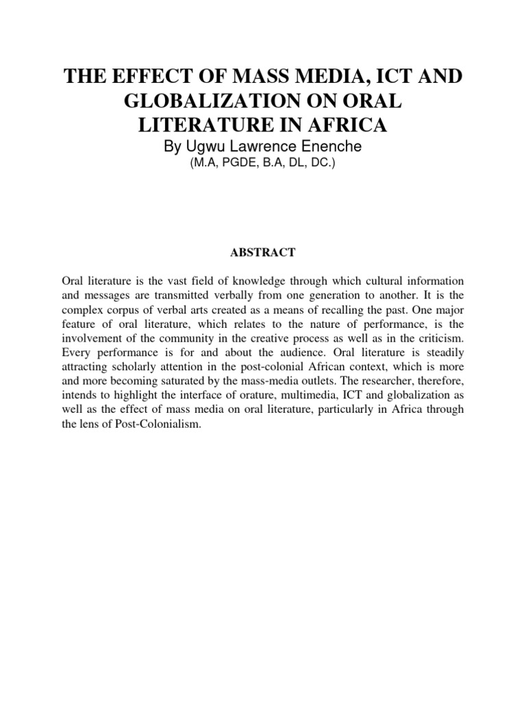 The Effect of Mass Media Ict and Globali | PDF