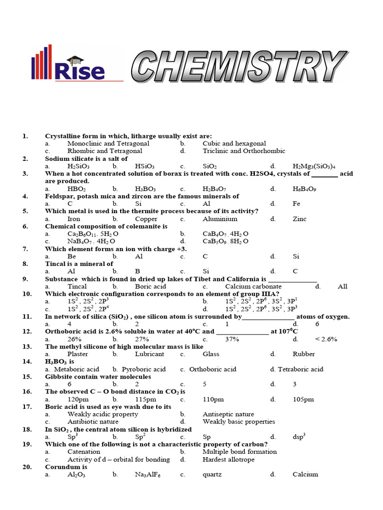 Chemistry Ch3 Part II | PDF | Silicon | Minerals