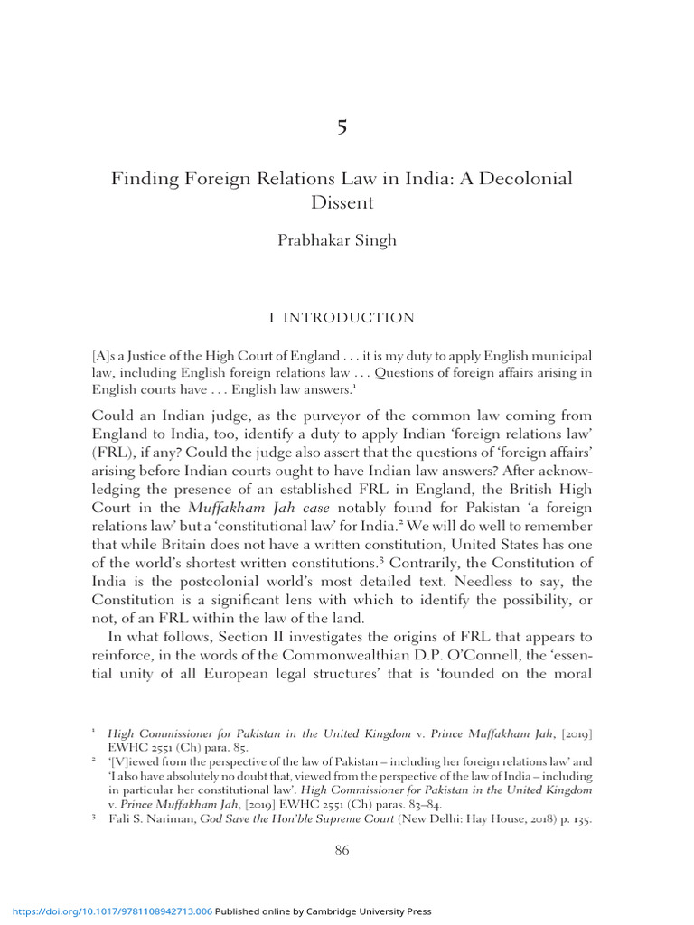 Foreign Relations Law in India Explained | PDF | Treaty | Common Law