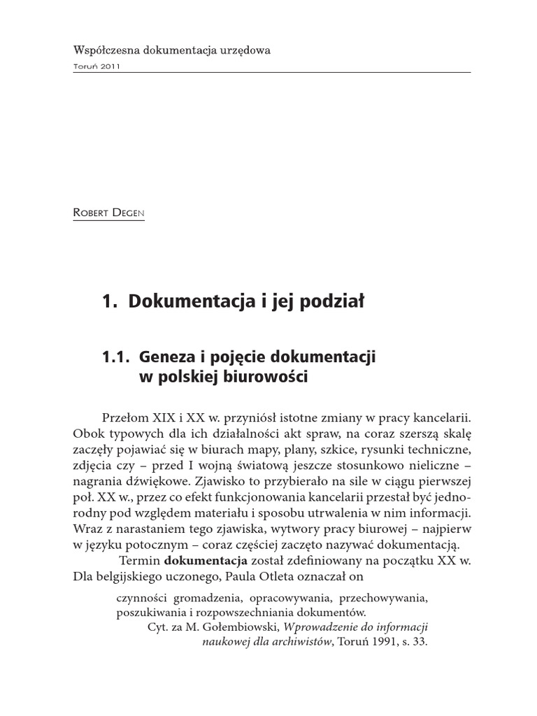 Dokumentacja I Jej Podzial | PDF