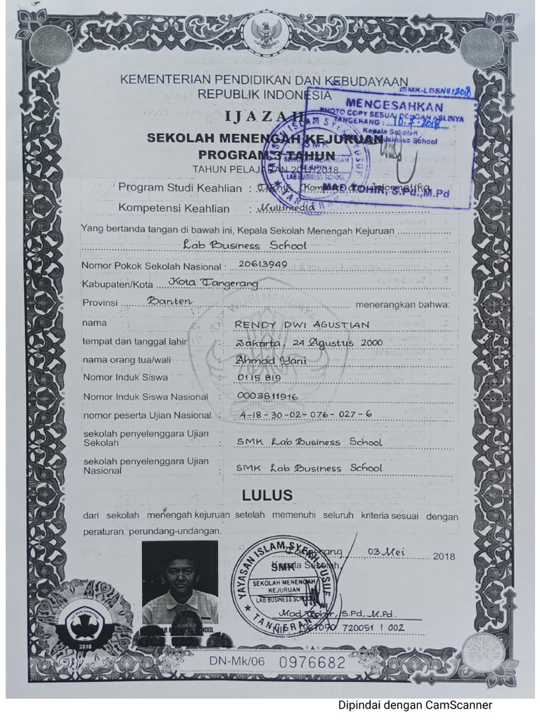 Ijazah & Transkrip Nilai | PDF