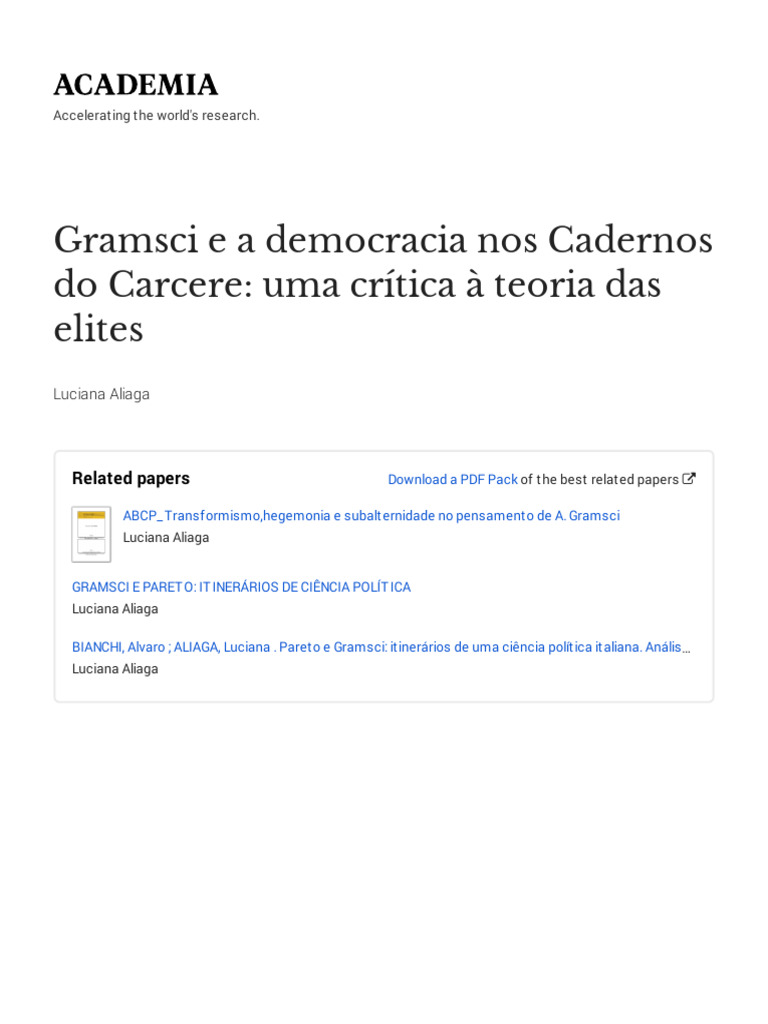 Gramsci E A Democracia Nos Cadernos Do Carcere 2016 With Cover Page V2