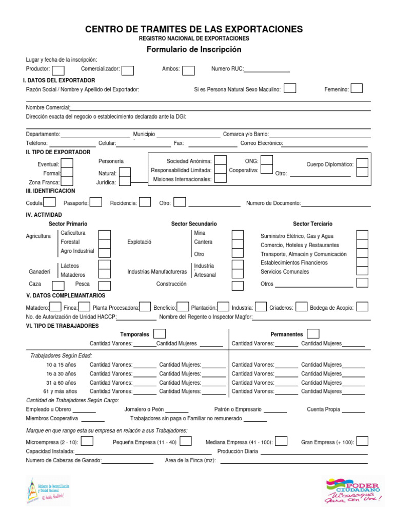 Formulario de Inscripción Del Exportador CETREX | PDF | Economias