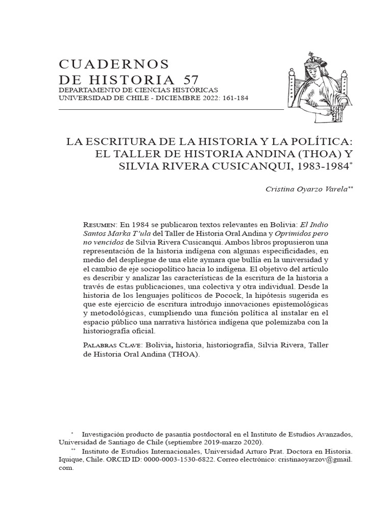 Historia Del Thoa | PDF | Bolivia | Historiografía