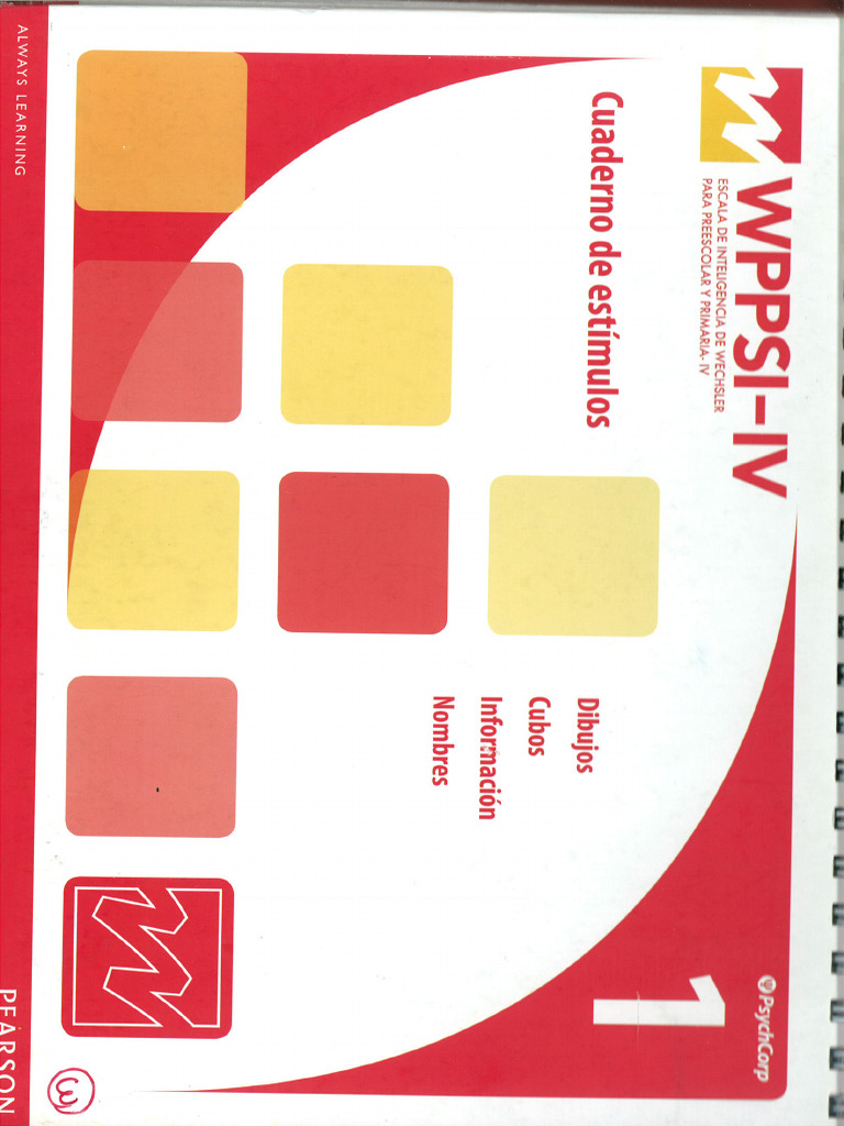 WPPSI IV - CUADERNO DE ESTIMULOS 1 Cartulina | PDF