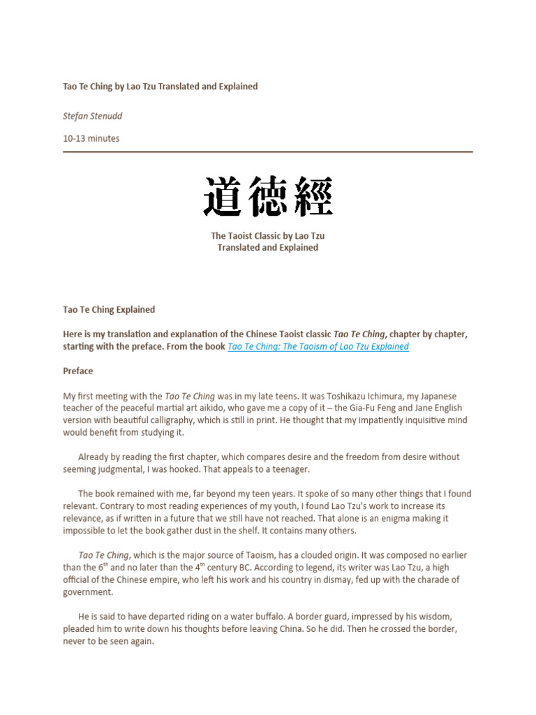 Tao Te Ching: Translation & Insights | PDF | Tao Te Ching | Tao