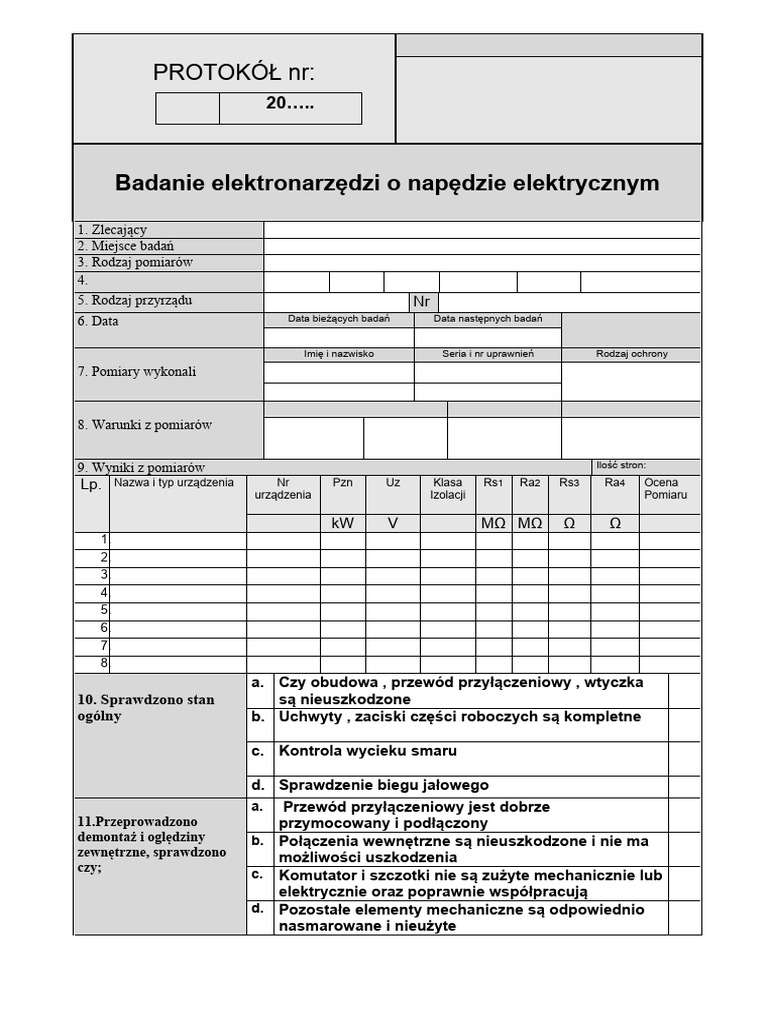 GD 407 Protokol Badania Elektronarzedzi | PDF