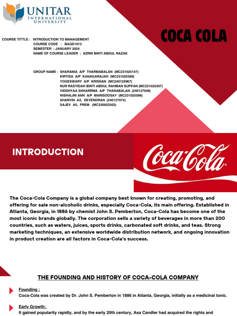 Presentantation of Coca Cola Company | PDF | The Coca Cola Company ...