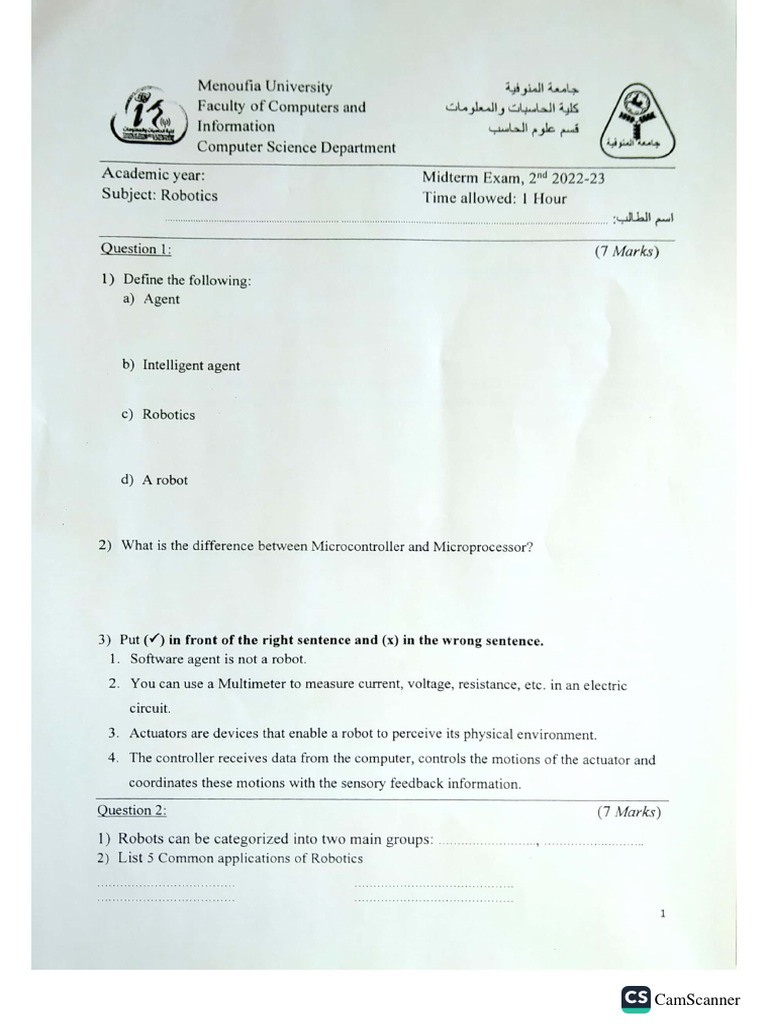 Robotics Midterm 2023 Pdf 
