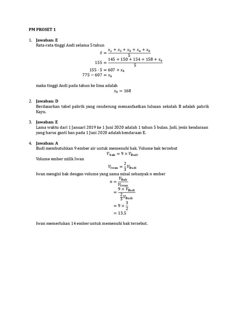 Pembahasan PM Proset 1 | PDF | Metode & Bahan Ajar