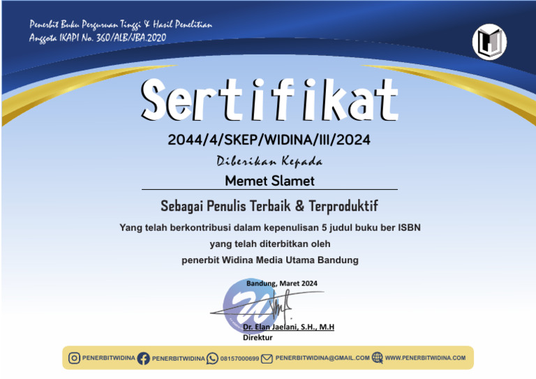 Sertifikat Penghargaan Memet Slamet | PDF Sertifikat Penghargaan Memet Slamet | PDF