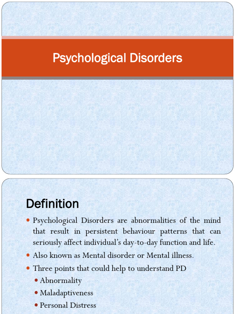 Understanding Psychological Disorders | PDF | Anxiety Disorder ...