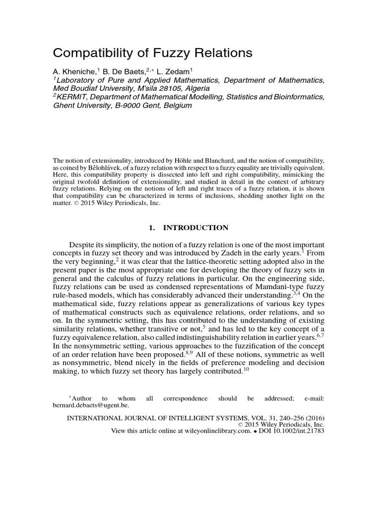 Fuzzy Relations & Compatibility | PDF | Theorem | Mathematics
