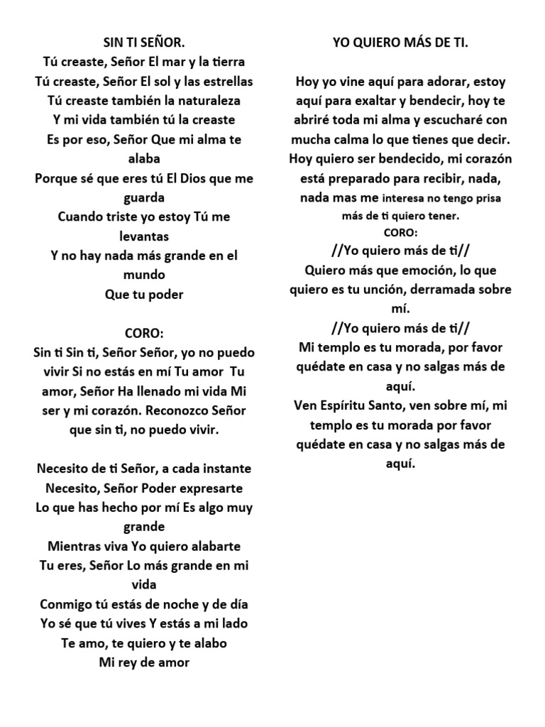 Sin Ti Señor-Yo Quiero Más de Ti1 | PDF