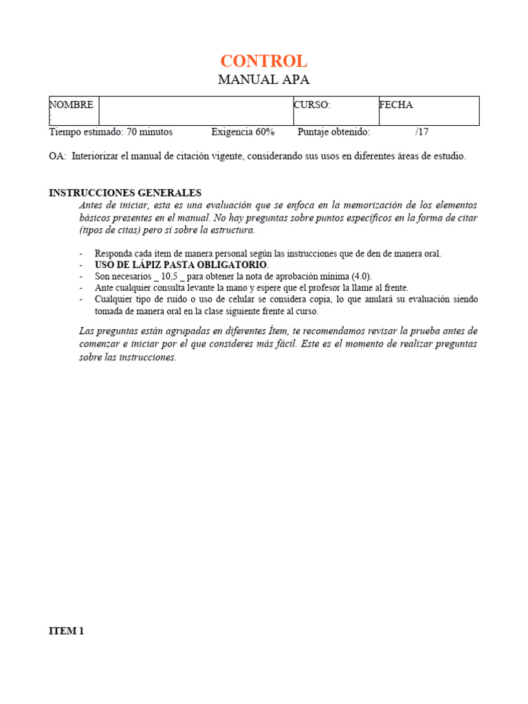 Control Apa | PDF | Plan de estudios