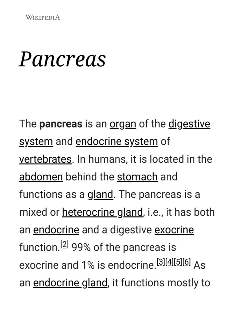 Pancreas - Wikipedia | PDF | Pancreas | Insulin