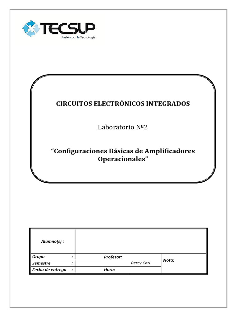 Lab02 Configuraciones Basicas v2 | PDF | Amplificador operacional ...