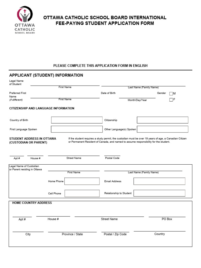 International Student Application Form | PDF | Schools | English As A ...