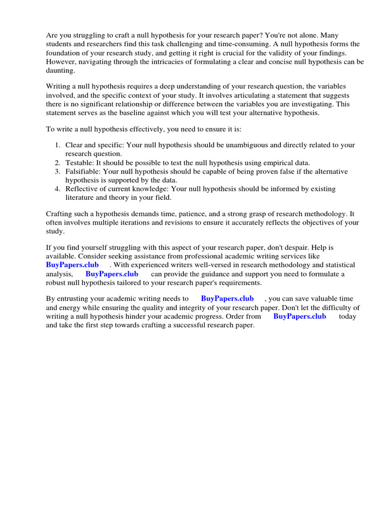 How To Write A Null Hypothesis in A Research Paper | PDF | Hypothesis ... How To Write A Null Hypothesis in A Research Paper | PDF | Hypothesis ...