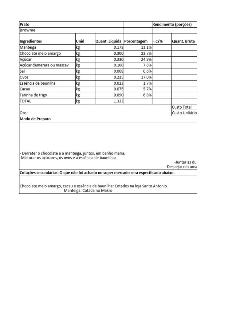 Todas As Planilhas 1 | Download grátis PDF | Chocolate | Pães