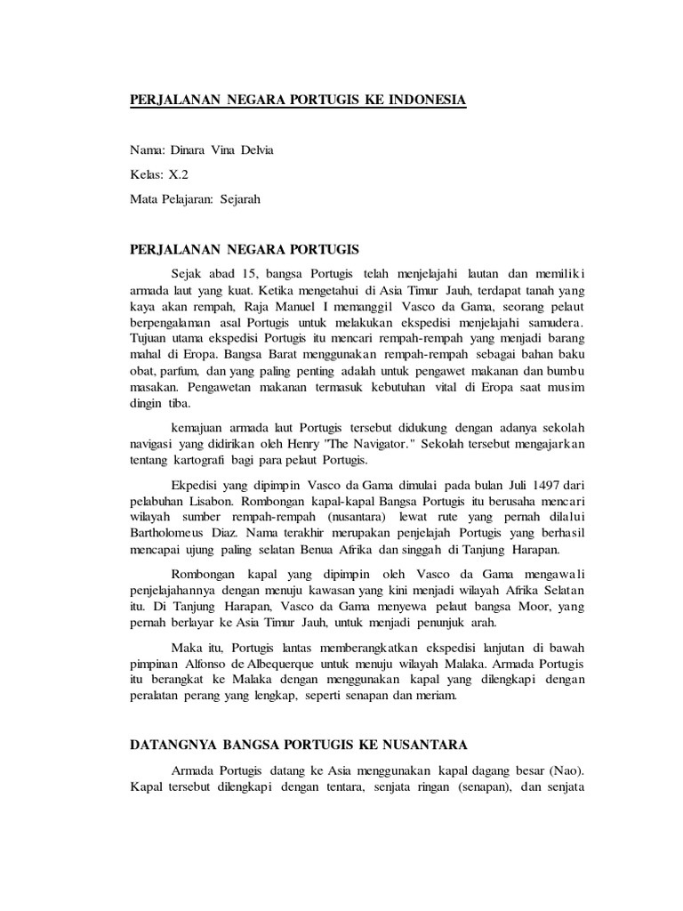 Perjalanan Negara Portugis Ke Indonesia-1 | PDF | Perjalanan