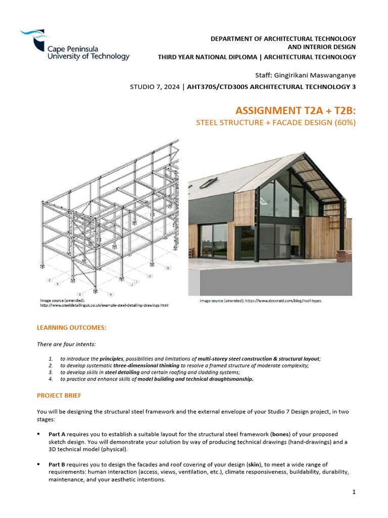 Assignment T2A + T2B:: Steel Structure + Facade Design (60%) | PDF | Structural Analysis | Design
