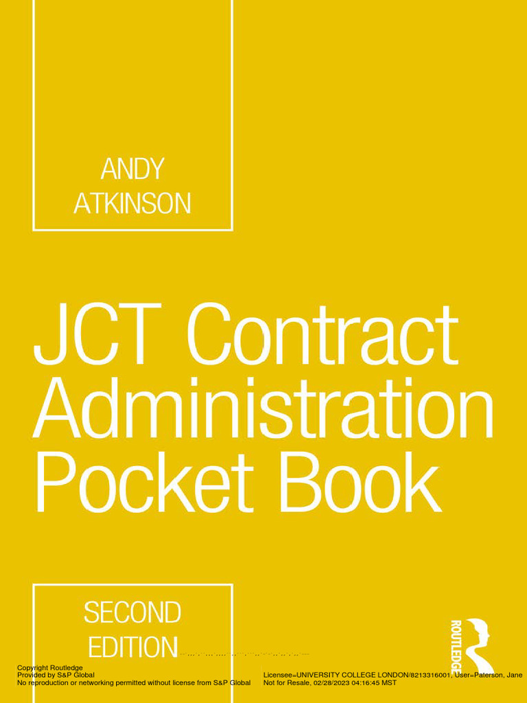 Atkinson A (2021) JCT Contract Administration Pocket Book Taylor and ...