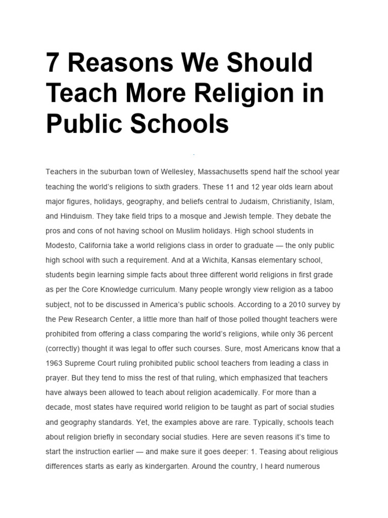 7 Reasons We Should Teach More Religion in Public Schools | PDF ... 7 Reasons We Should Teach More Religion in Public Schools | PDF ...