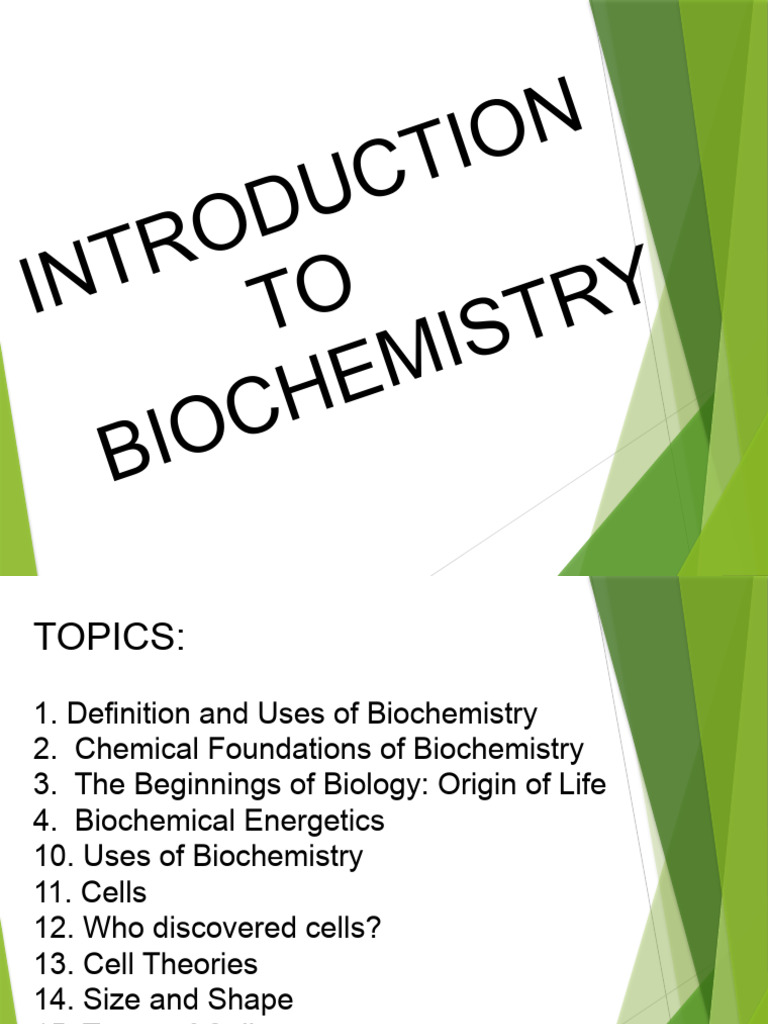 Chapter 1 Intro To Biochemistry | PDF | Biochemistry | Chemistry
