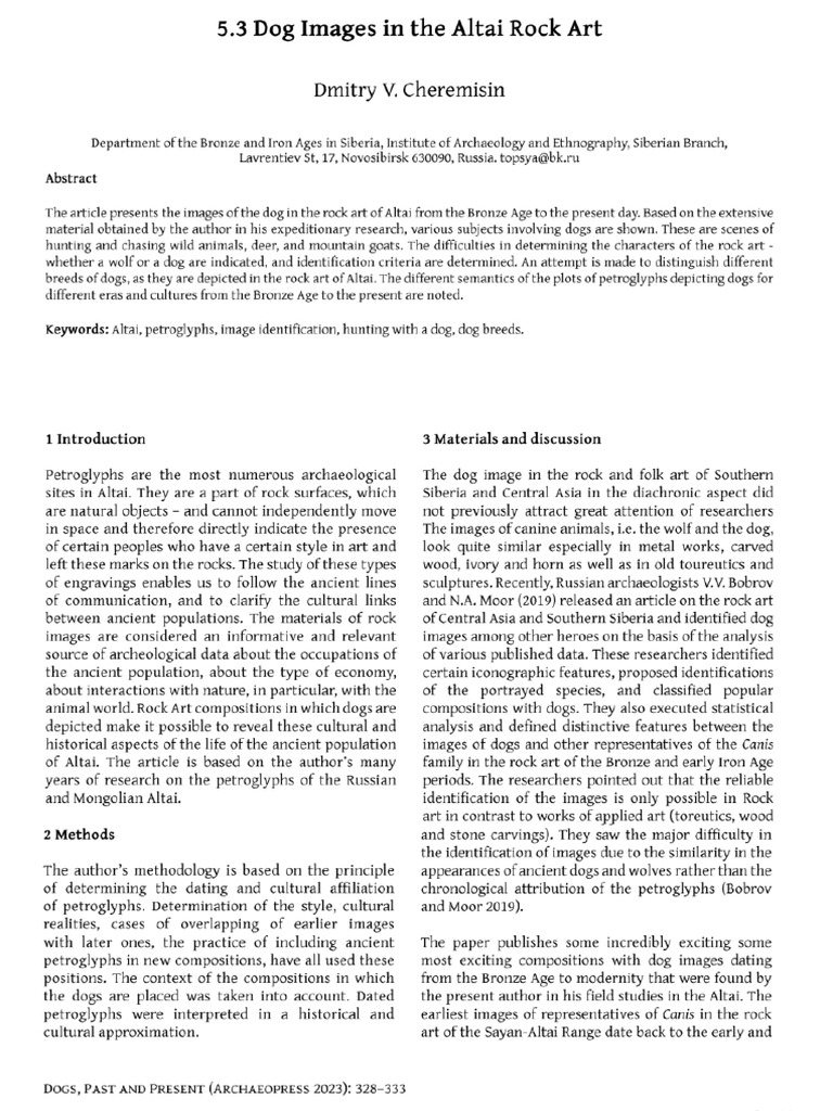 Cheremisin 2023 Dogs in Altai Petro | PDF
