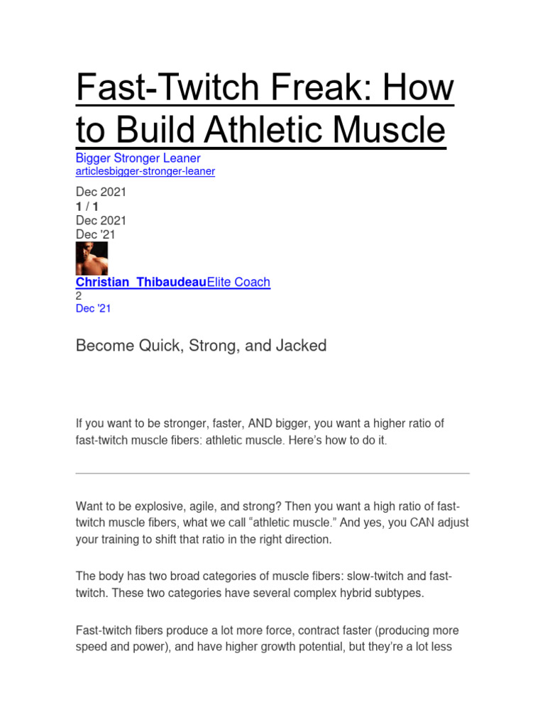 Fast Twitch Freak How To Build Athletic Muscle | PDF | Skeletal Muscle ...