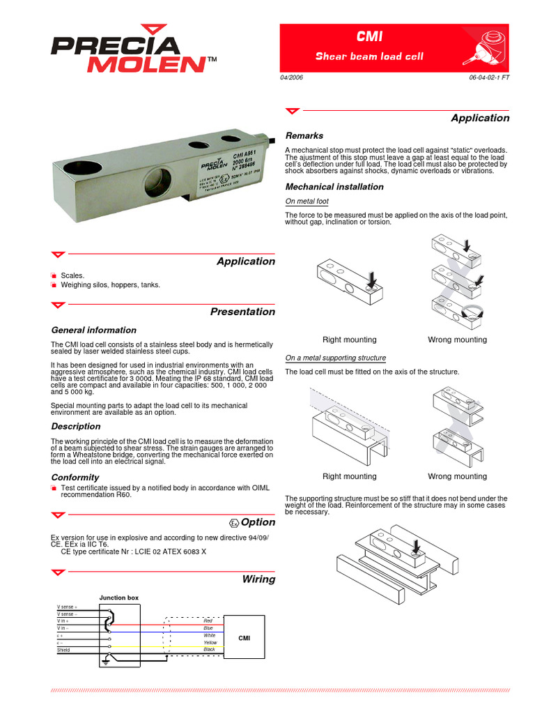 Application: Shear Beam Load Cell | PDF | Electrical Engineering | Mechanical Engineering