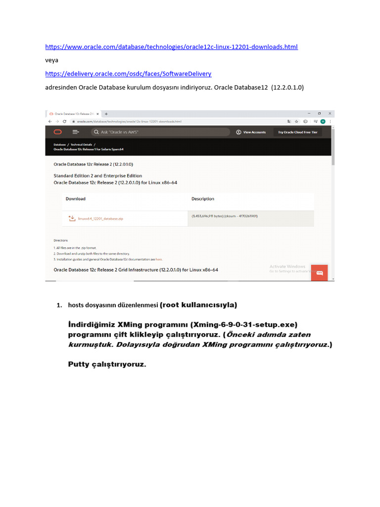 10_OracleDataBaseSettingsAndInstall_Kurulum | PDF