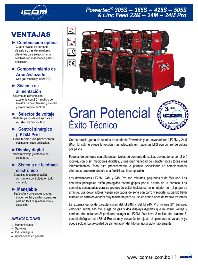 Ficha Tecnica Powertec 305s, 365s, 425s, 505s | PDF