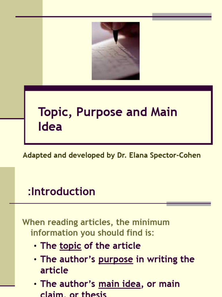 Understanding Article Structure: Topic, Purpose, Main Idea | PDF ...