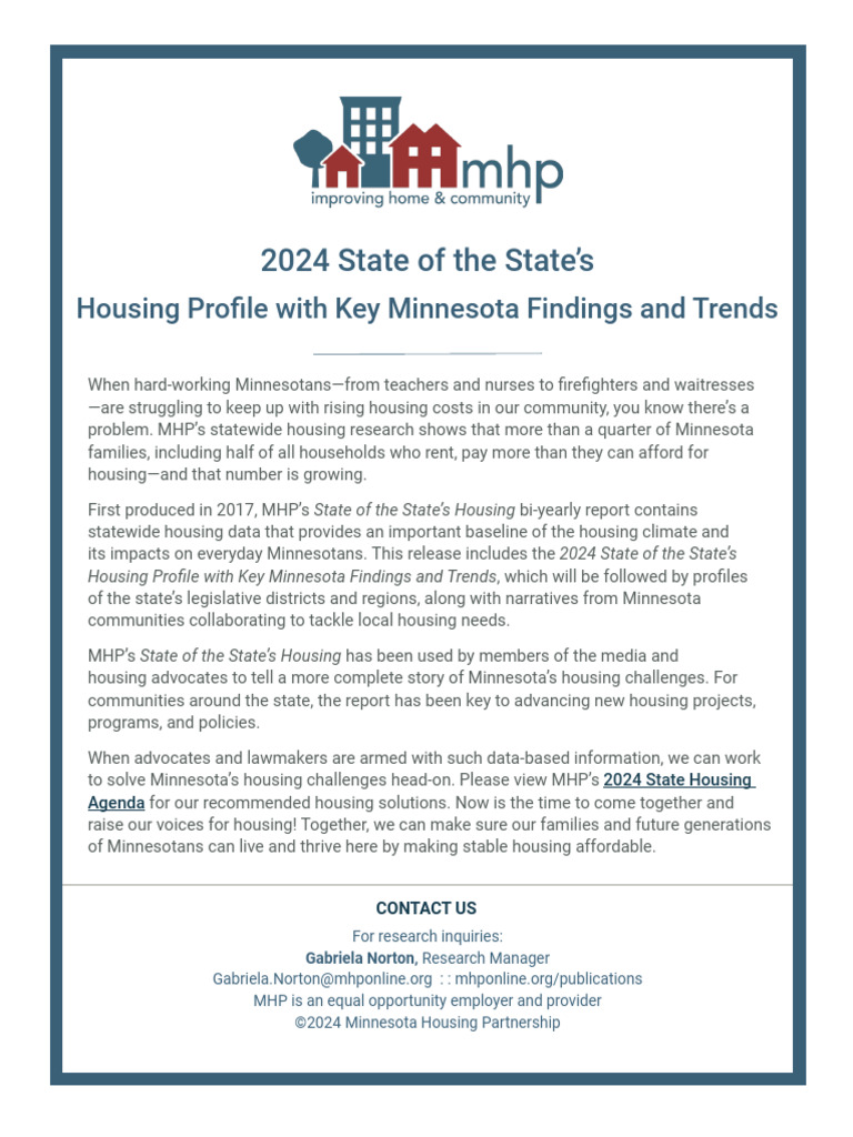 2024 Minnesota Housing Crisis Report | PDF | Homelessness | Owner Occupancy